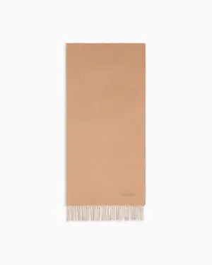 Giorgio Armani Cashmere Scarf With Embroidered Logo - Camel