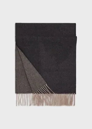 Giorgio Armani Cashmere Scarf With Embroidered Logo Dark Gray