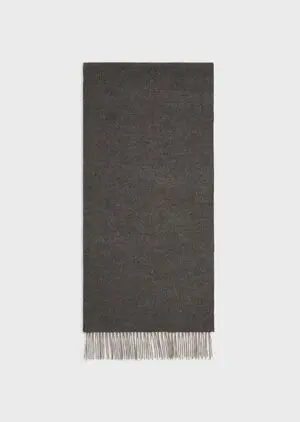 Giorgio Armani Cashmere Scarf With Embroidered Logo Gray