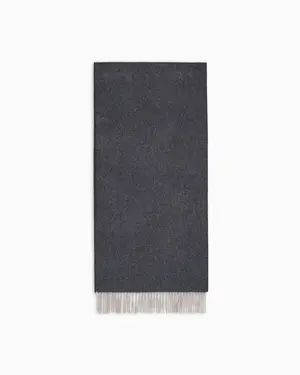 Giorgio Armani Cashmere Scarf With Embroidered Logo Grey