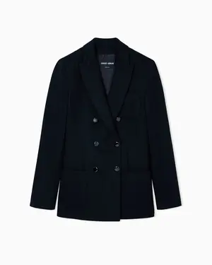 Giorgio Armani Virgin Wool And Cashmere Double-breasted Jacket - Black