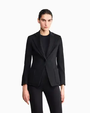 Giorgio Armani Single-breasted Virgin Wool And Cashmere Jacket - Black