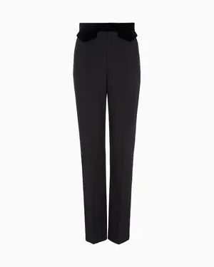 Giorgio Armani Straight Barathea Virgin Wool Trousers - Patterned