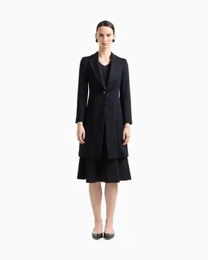 Giorgio Armani Pure Cashmere Single-breasted Coat - Navy_blue