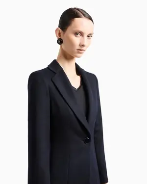 Giorgio Armani Pure Cashmere Single-breasted Coat - Navy_blue