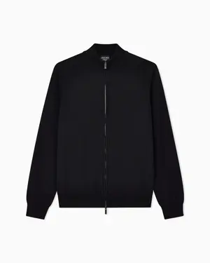Giorgio Armani Zipped Cardigan In Cashmere - Black