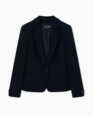 Giorgio Armani Single-breasted Silk-cady Jacket - Black