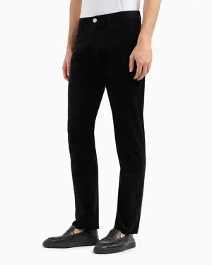 Giorgio Armani Regular-fit Trousers In Ribbed Cotton And Cashmere - Black