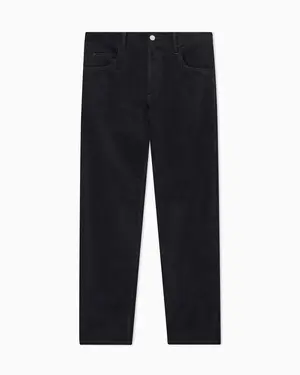 Giorgio Armani Regular-fit Trousers In Ribbed Cotton And Cashmere - Black