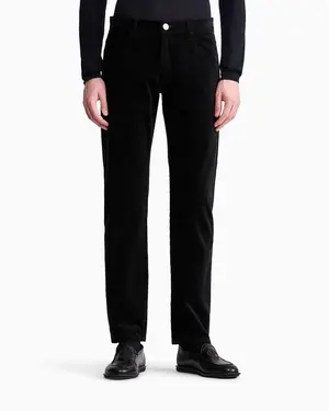 Giorgio Armani Regular-fit Trousers In Ribbed Cotton And Cashmere - Black