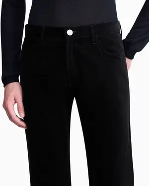 Giorgio Armani Regular-fit Trousers In Ribbed Cotton And Cashmere - Black