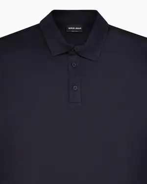 Giorgio Armani Silk And Cotton-mélange Jersey Polo Shirt - Blue
