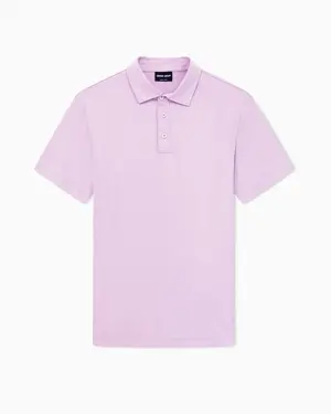 Giorgio Armani Silk And Cotton-mélange Jersey Polo Shirt - Pink