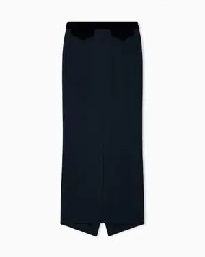 Giorgio Armani Barathea Wool And Velvet Midi Skirt