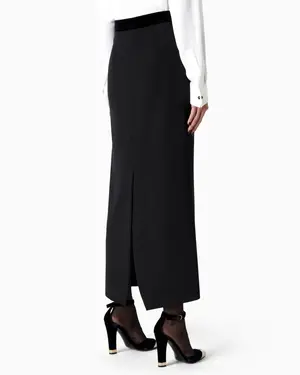 Giorgio Armani Barathea Wool And Velvet Midi Skirt