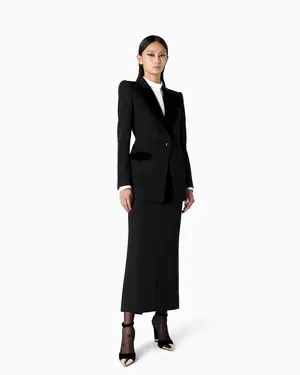 Giorgio Armani Barathea Wool And Velvet Midi Skirt