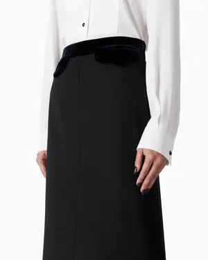 Giorgio Armani Barathea Wool And Velvet Midi Skirt