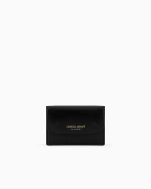 Giorgio Armani Mini La Prima Trifold Wallet In Palmellato Leather - Black