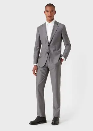 Giorgio Armani Soho Line Single-breasted Suit In Wool And Cashmere Gray