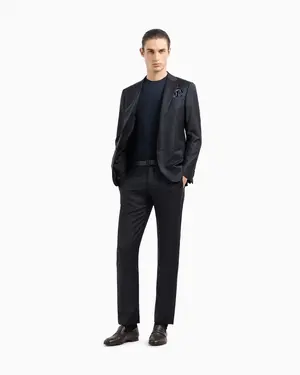 Giorgio Armani Soho Line Single-breasted Suit In Wool And Cashmere - Navy_blue