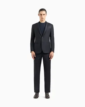 Giorgio Armani Soho Line Single-breasted Suit In Wool And Cashmere - Navy_blue