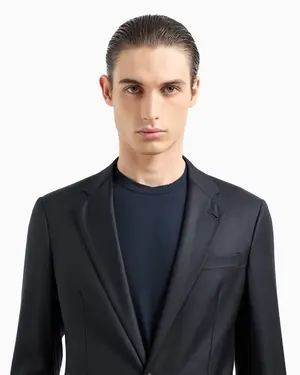 Giorgio Armani Soho Line Single-breasted Suit In Wool And Cashmere - Navy_blue