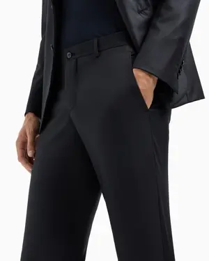 Giorgio Armani Soho Line Single-breasted Suit In Wool And Cashmere - Navy_blue