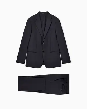 Giorgio Armani Soho Line Single-breasted Suit In Wool And Cashmere - Navy_blue