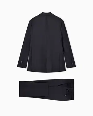 Giorgio Armani Soho Line Single-breasted Suit In Wool And Cashmere - Navy_blue