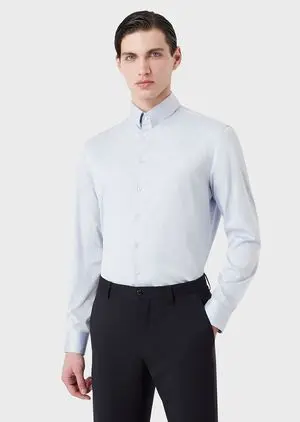 Giorgio Armani Cotton Twill Shirt Azure