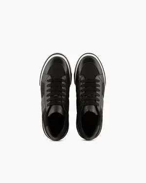 Giorgio Armani Leather And Fabric Sneakers - Black
