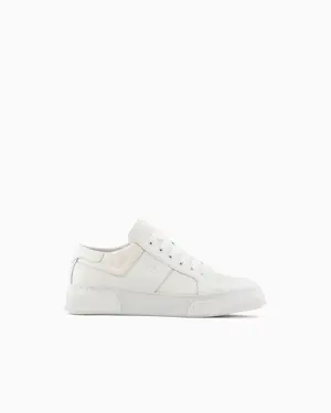 Giorgio Armani Leather And Fabric Sneakers - White