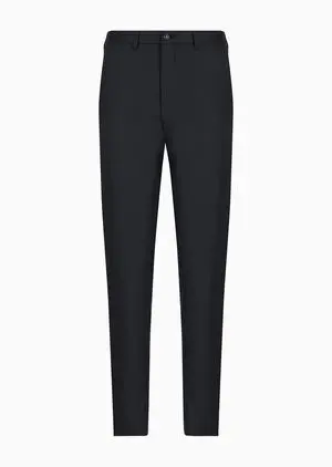 Giorgio Armani Flat-Front Wool And Cashmere Gabardine Trousers Black