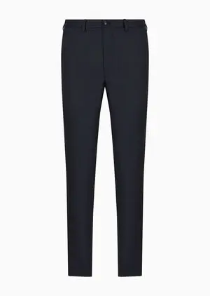 Giorgio Armani Flat-Front Wool And Cashmere Gabardine Trousers Blue