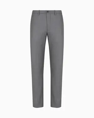 Giorgio Armani Flat-front Wool And Cashmere Gabardine Trousers - Grey