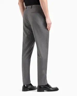 Giorgio Armani Flat-front Wool And Cashmere Gabardine Trousers - Grey