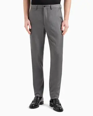 Giorgio Armani Flat-front Wool And Cashmere Gabardine Trousers - Grey