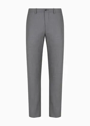 Giorgio Armani Flat-Front Wool And Cashmere Gabardine Trousers Light Gray