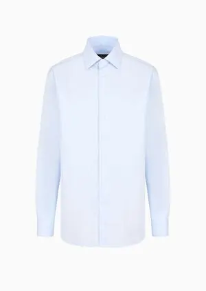 Giorgio Armani Regular-fit Luxury Cotton Shirt Azure