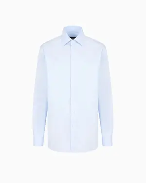 Giorgio Armani Regular-fit Luxury Cotton Shirt - Light_blue