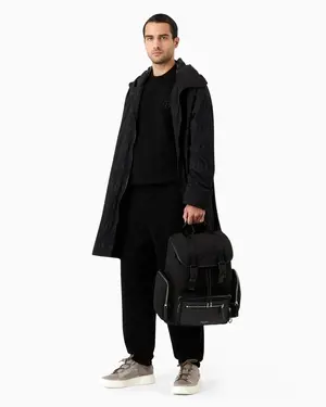 Giorgio Armani Recycled Nylon And Pebbled-leather Backpack