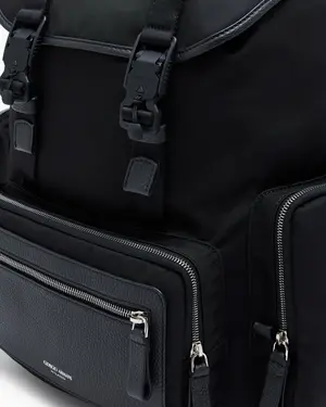 Giorgio Armani Recycled Nylon And Pebbled-leather Backpack