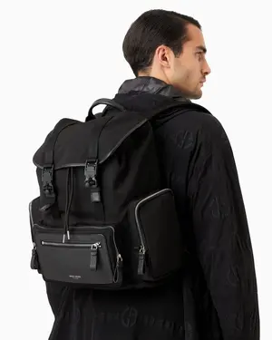 Giorgio Armani Recycled Nylon And Pebbled-leather Backpack