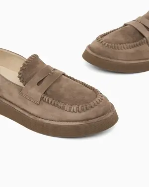 Giorgio Armani Suede Loafers - Beige