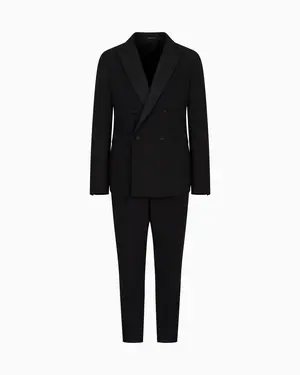 Giorgio Armani Upton Line Double-breasted, Wool-crêpe Tuxedo - Black