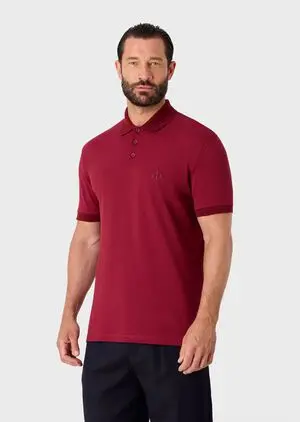 Giorgio Armani Stretch Cotton Piqué Polo Shirt Bordeaux
