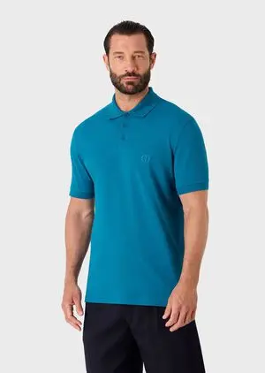 Giorgio Armani Stretch Cotton Piqué Polo Shirt Petroleum