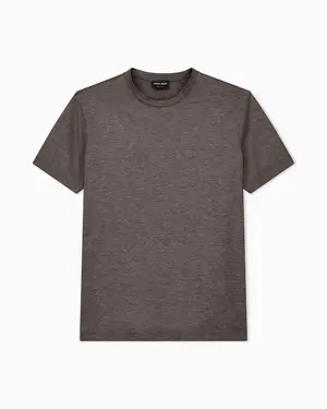Giorgio Armani Plain-knit Jersey T-shirt In A Silk-and-cotton Blend - Brown