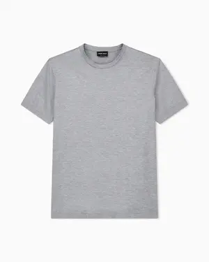 Giorgio Armani Plain-knit Jersey T-shirt In A Silk-and-cotton Blend - Grey