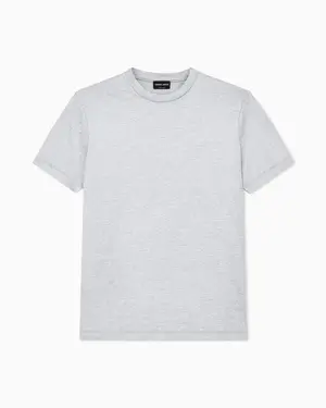 Giorgio Armani Plain-knit Jersey T-shirt In A Silk-and-cotton Blend - Grey